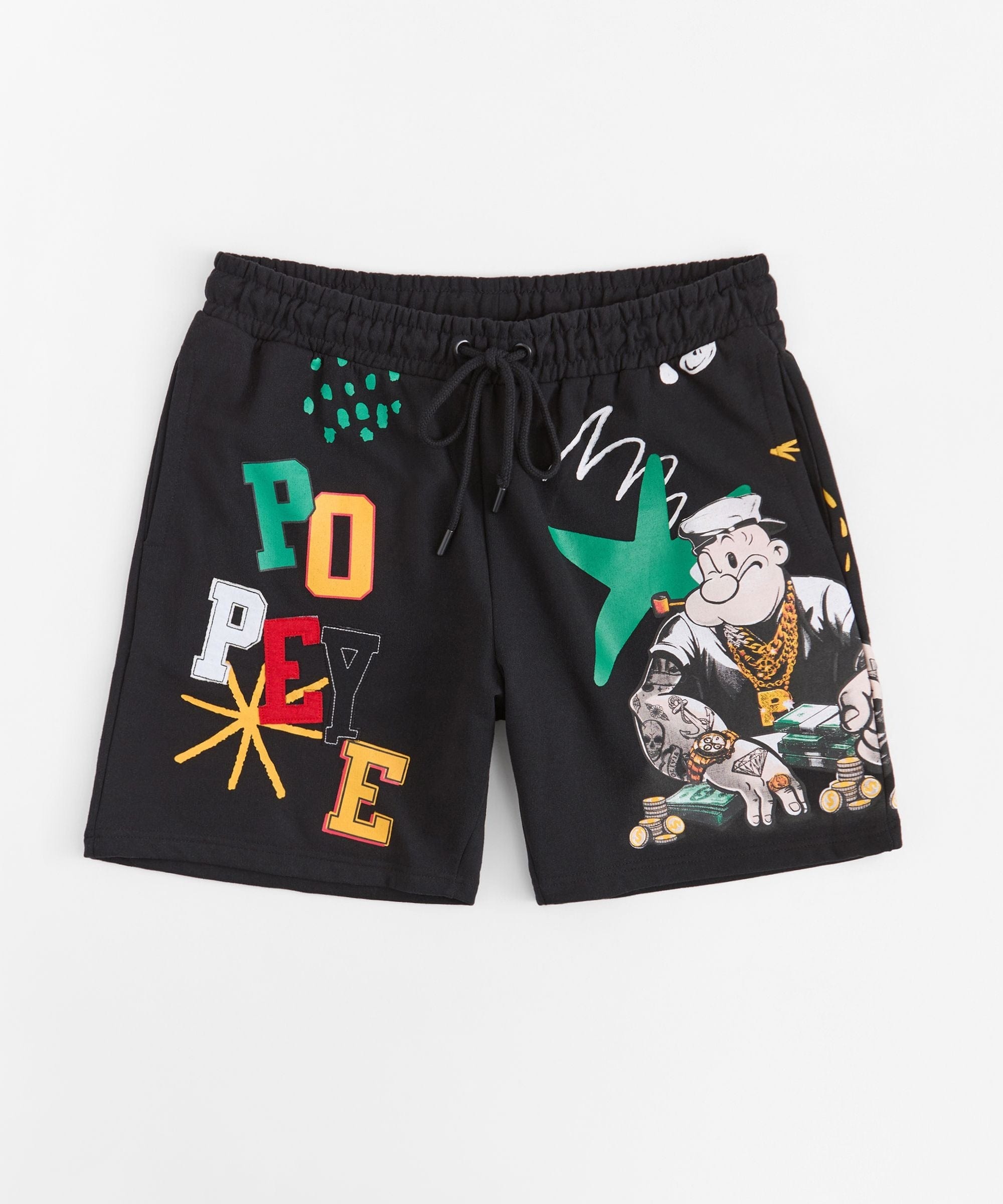 Plus Size Popeye Money Applique Short - Black – Reason Clothing